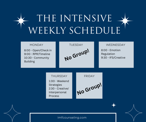 The Intensive – Weekly Schedule | Individual Marriage & Family Counseling